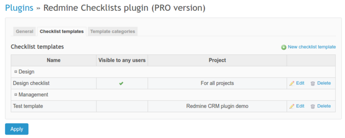Checklists settings | Checklists plugin documentation